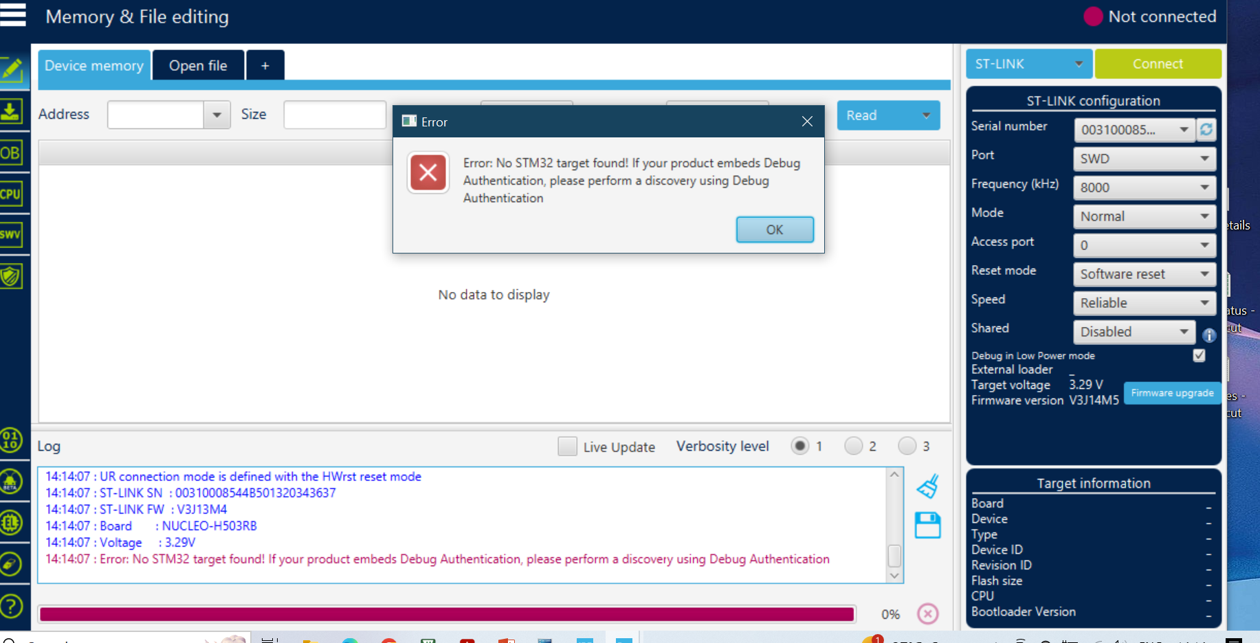 Solved Stm32h503rbt6 Nucleo Board Stm32 St Link V3 Is Not Stmicroelectronics Community