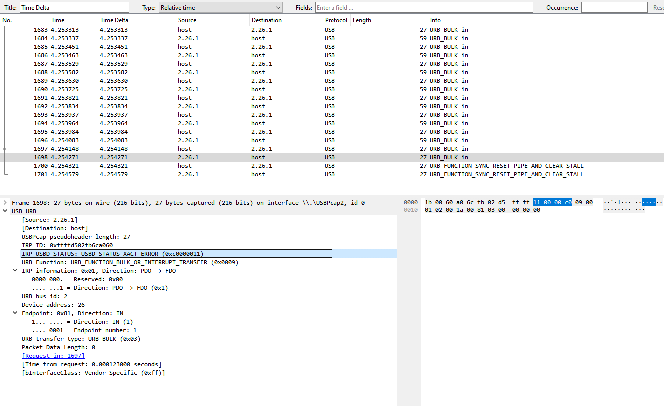 Solved: USB Bulk XACT Error - STMicroelectronics Community