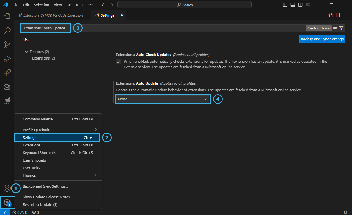 How To Disable Stm32 Vs Code Extension Auto Update