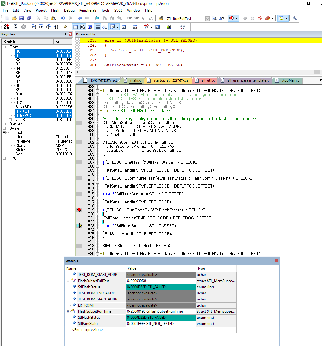 Safety Test Library Rom Test Fail Issue Stmicroelectronics Community