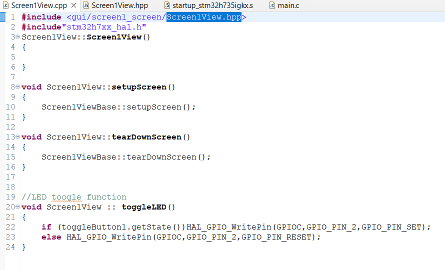 Solved: control an LED with a toggle button on TouchGFX - STMicroelectronics Community