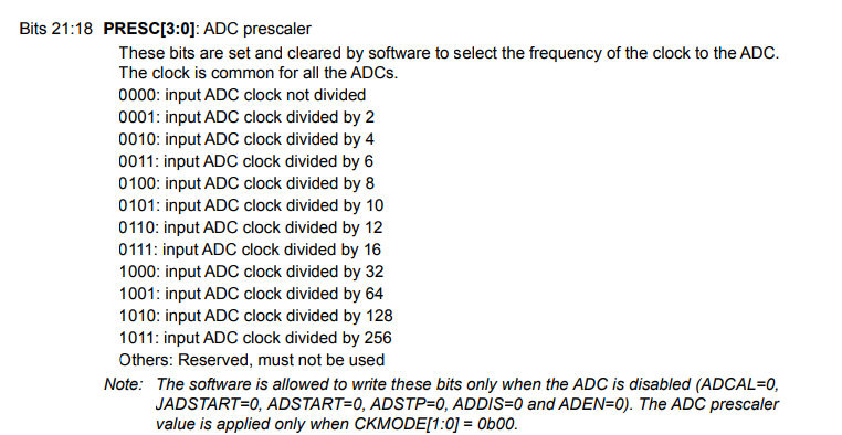 Solved: Code generation - ADC3 prescaler - STMicroelectronics Community