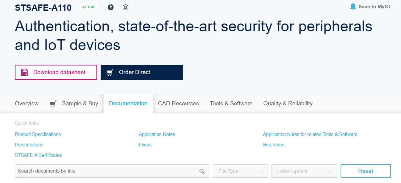 Where to find the STSAFE-A110 user manual? - STMicroelectronics Community