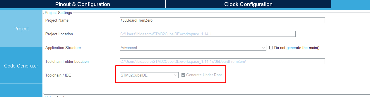 Solved Can T Disable Generate Code Under Root Stmicroelectronics Community