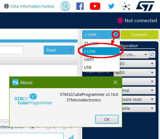 Solved Which Cube Programmer Version Support Jlink Stmicroelectronics Community