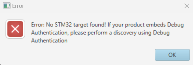 Solved Stm32cubeprogrammer Error No Stm32 Target Found Stmicroelectronics Community