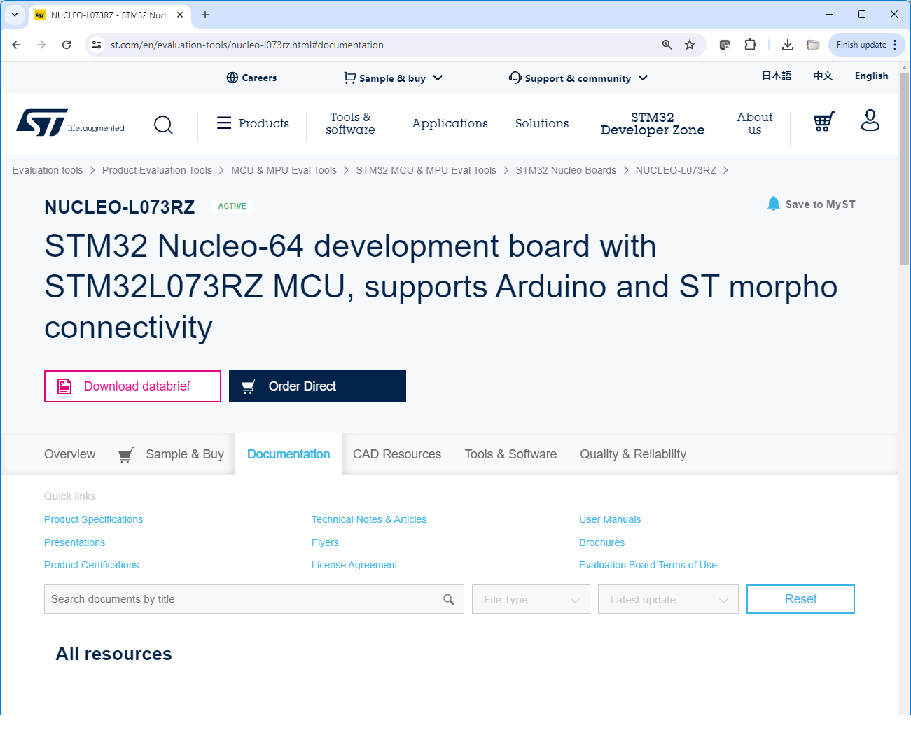Solved: stm32l073rz nucleo board - STMicroelectronics Community