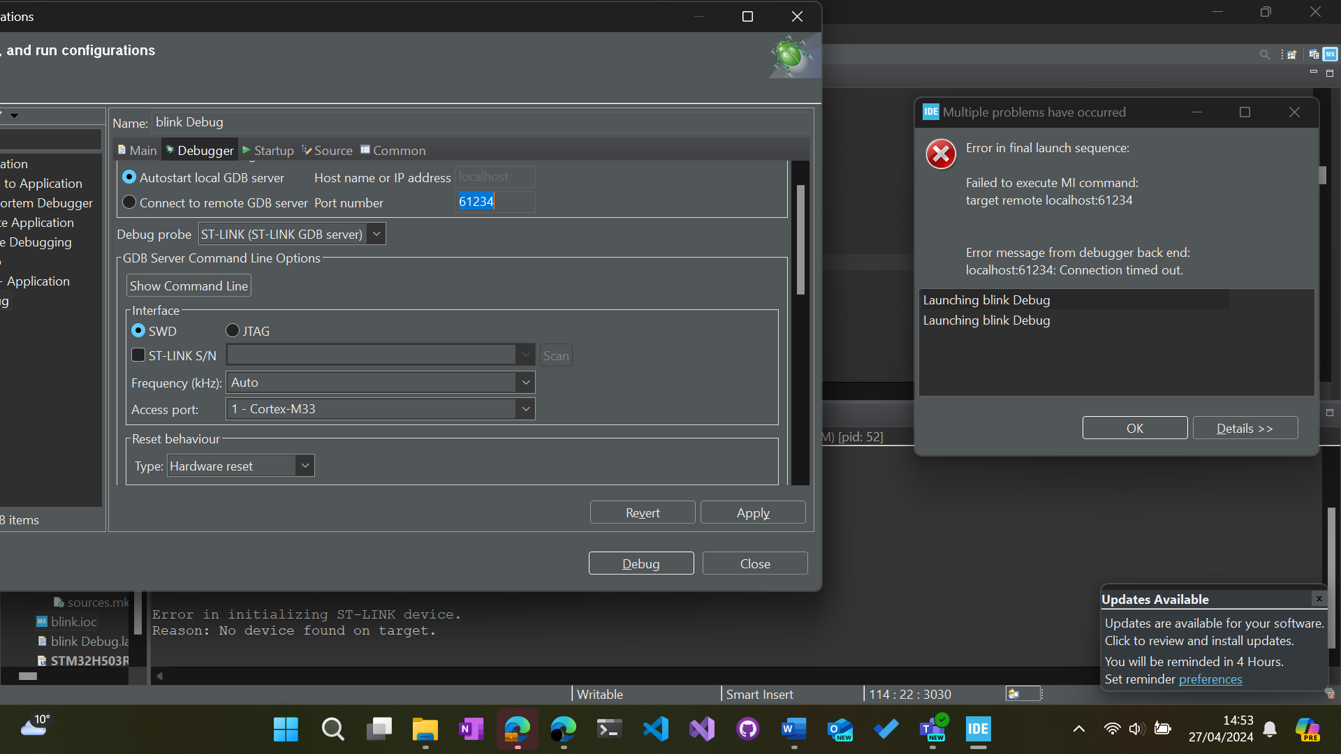 Solved H503 Nucleo 64 Cant Upload Code Failed To Execu Stmicroelectronics Community