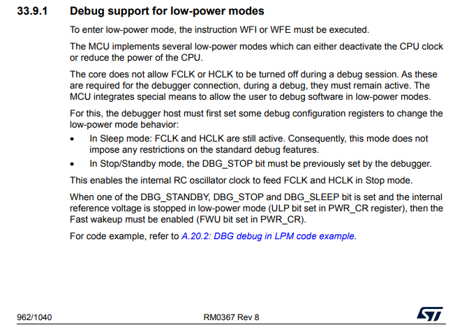 Solved: STLink emulator with Stop mode condition - STMicroelectronics Community