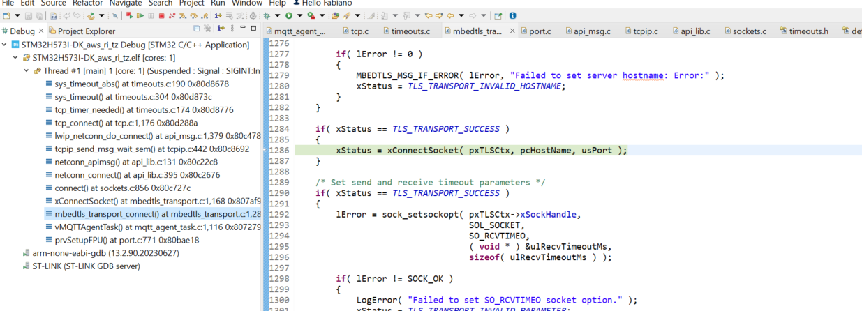 NTP using STM32CubeExpansion_Cloud_AWS_H5_V1.0.0 e ...