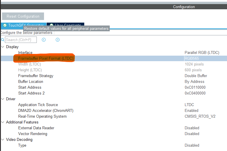 TouchGFX framebuffer pixel format(LTDC) - STMicroelectronics Community