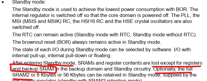 Solved Stm32u5 Backup Sram In Standby Stmicroelectronics Community