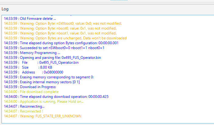 Solved: Error: FUS_STATE_ERR_UNKNOWN: Unknown error - STMicroelectronics Community