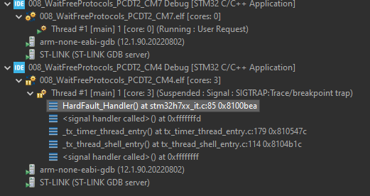 Stm32h747i Disco Hard Fault In Core M4 After Creat Stmicroelectronics Community