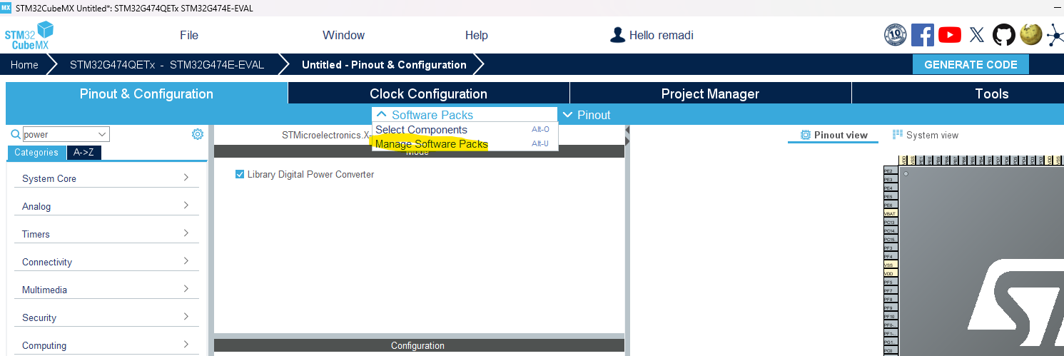 Solved: X-CUBE-DPOWER STM32G474 - Software Download Issue - STMicroelectronics Community