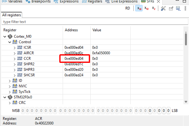 CubeIDE - SCB.CCR address for 'F0 (Cortex-M0) - STMicroelectronics Community
