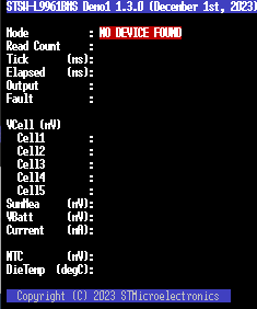 Solved: Issue with STSW-L9961BMS - NO Device Found - STMicroelectronics Community