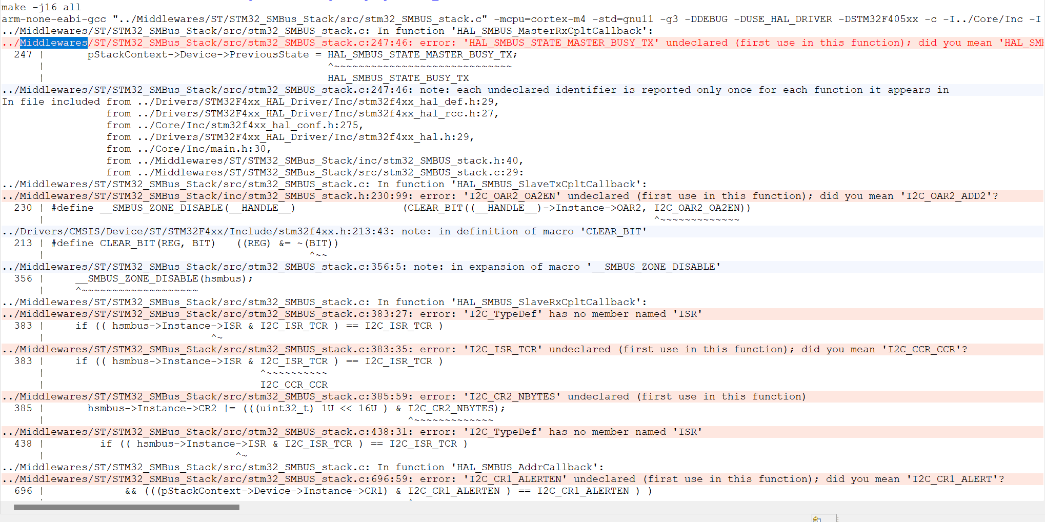 STM32 SMBUS giving error - STMicroelectronics Community
