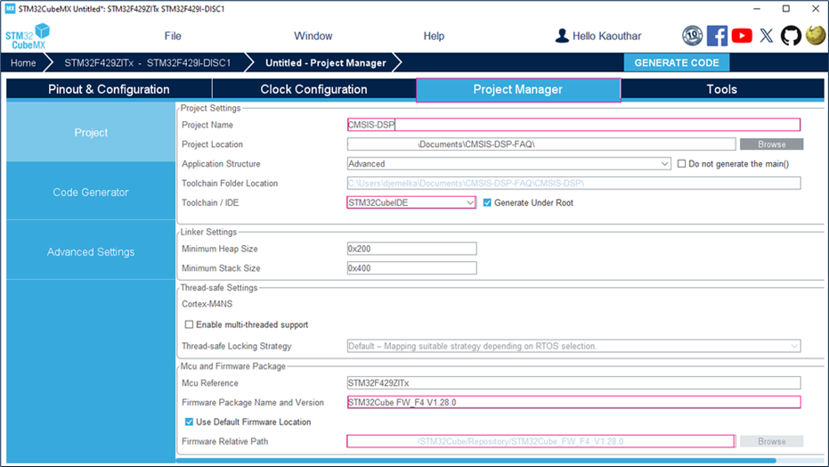 How To Integrate Cmsis Dsp Libraries On A Stm32 Pr Stmicroelectronics Community