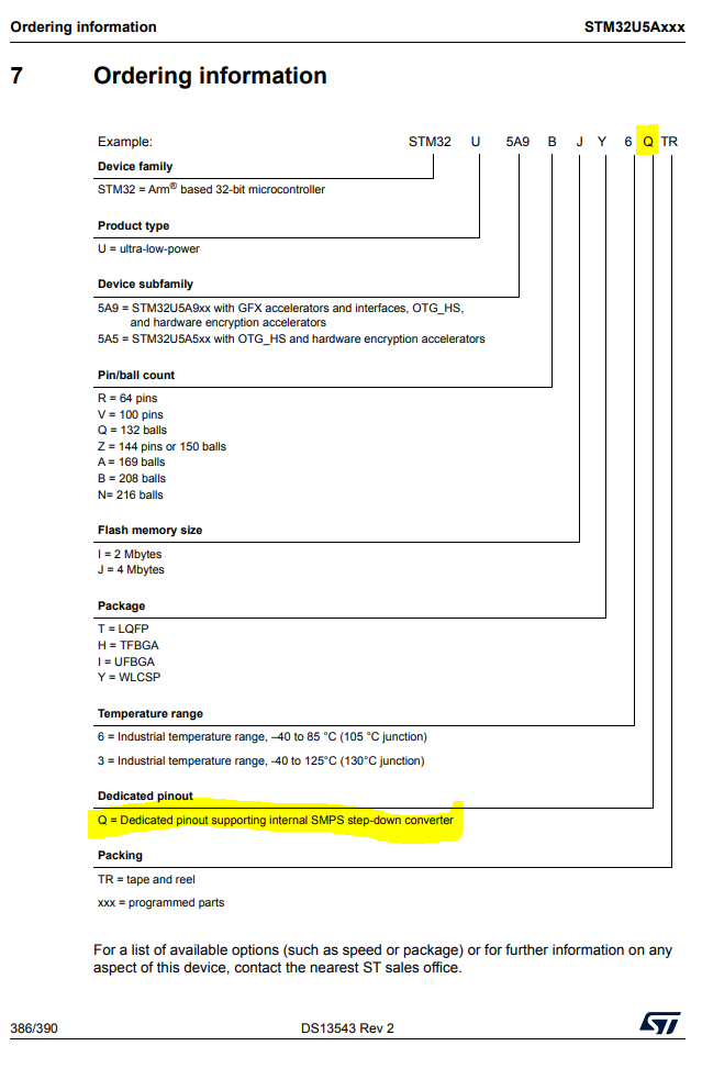 STM32U5A5QJI6Q, Clarification on the differences b ...