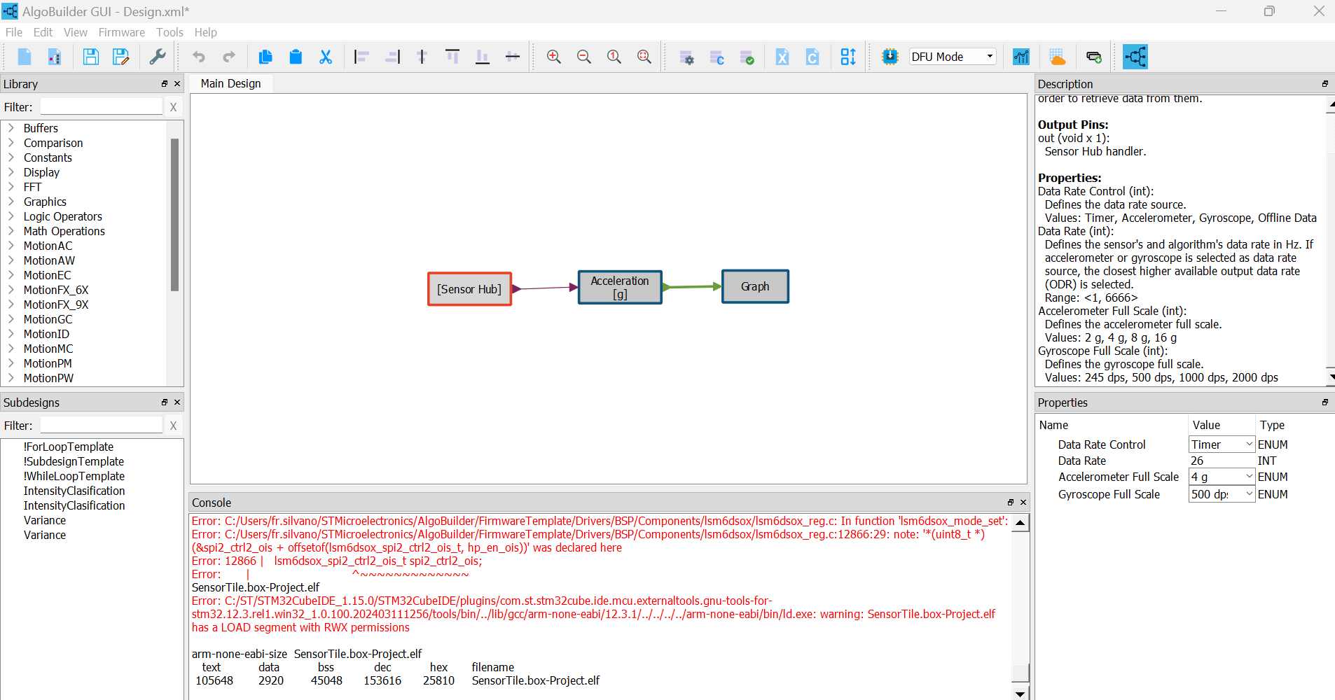 Algobuilder GUI sensortilebox - STMicroelectronics Community
