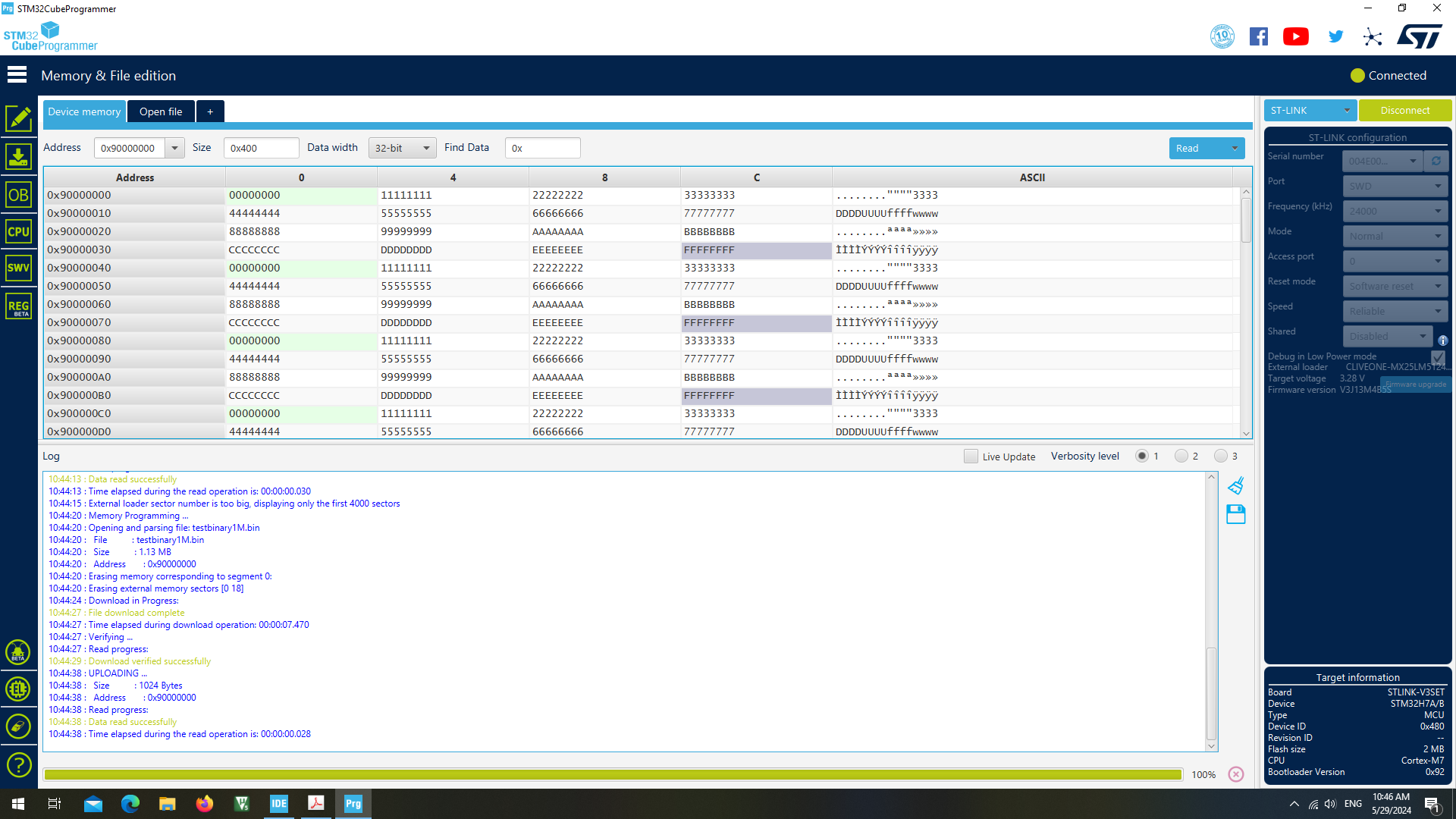 External Loader Data Mismatch Found At Address 0x Stmicroelectronics Community