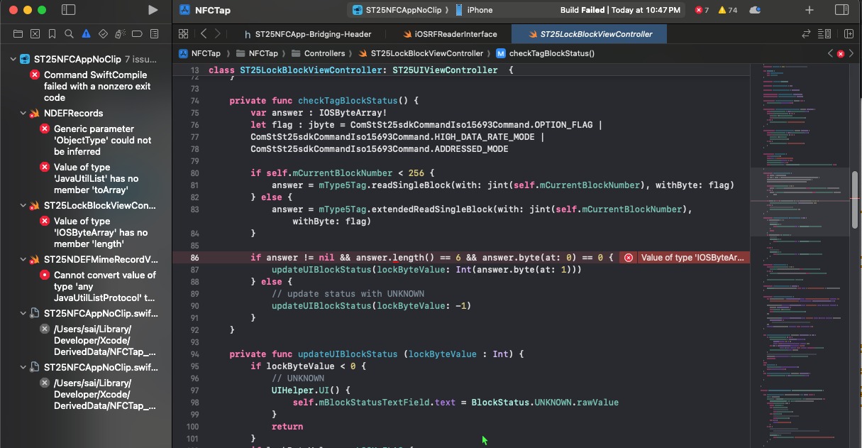 Solved: Error while compiling latest IOS NFC source code ...
