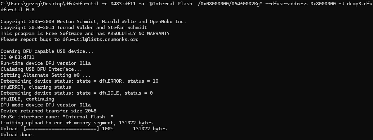 Solved: DFU mode read out protection - STMicroelectronics Community