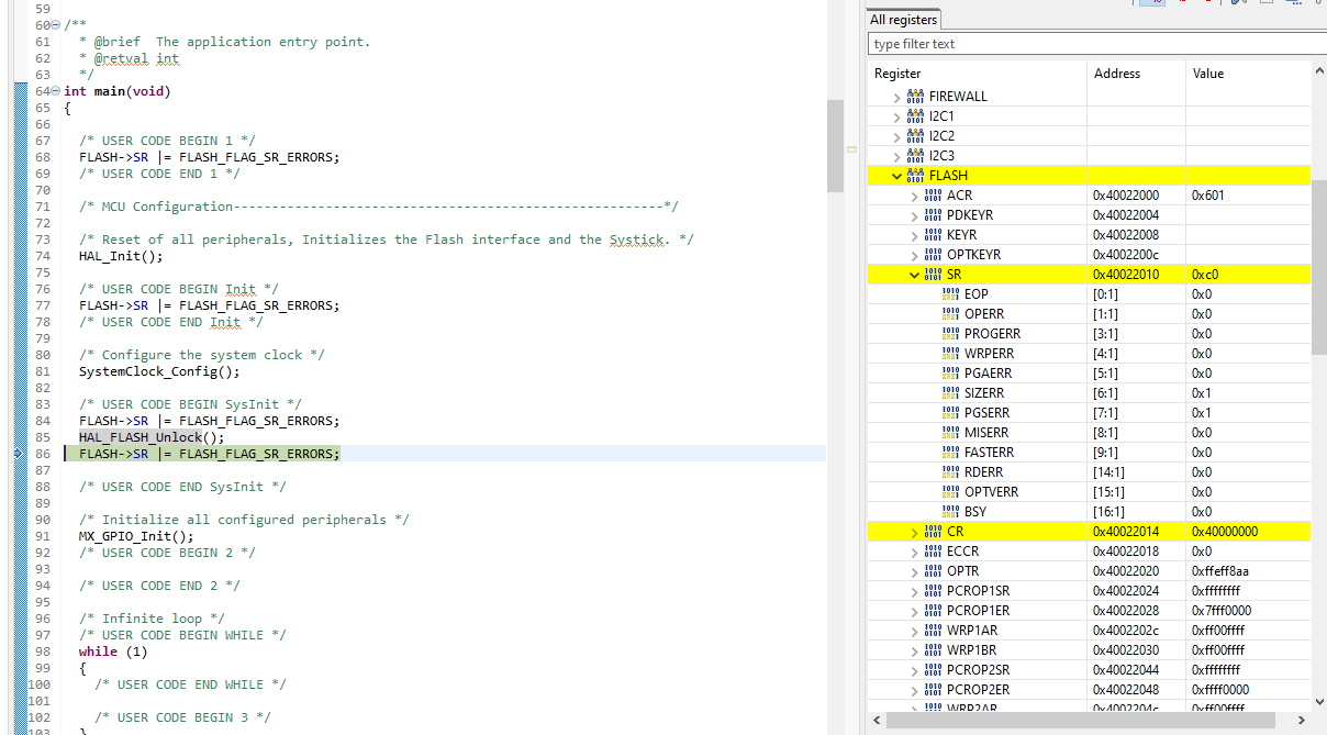 Why I am getting FLASH->SR reset value is 0xC0 - STMicroelectronics Community
