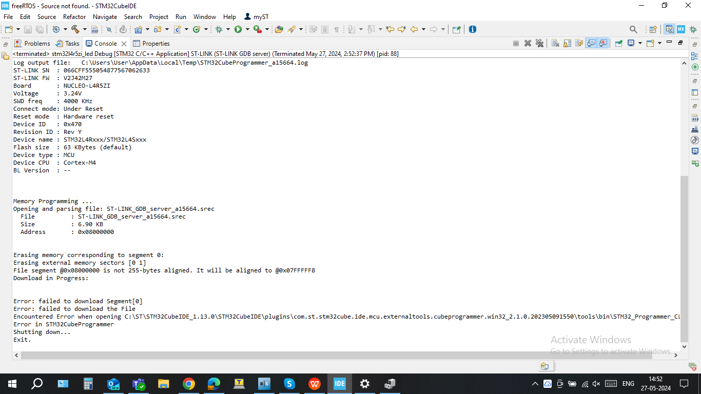 Solved Stm32l4r5zi Code Flashing Issue With Stm32cubeide Stmicroelectronics Community