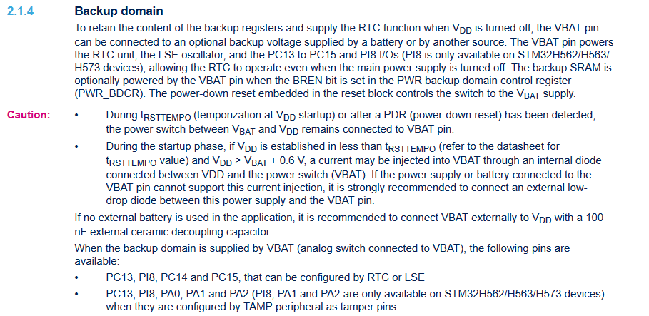 STM32H5 VBAT caution in an5711 - STMicroelectronics Community