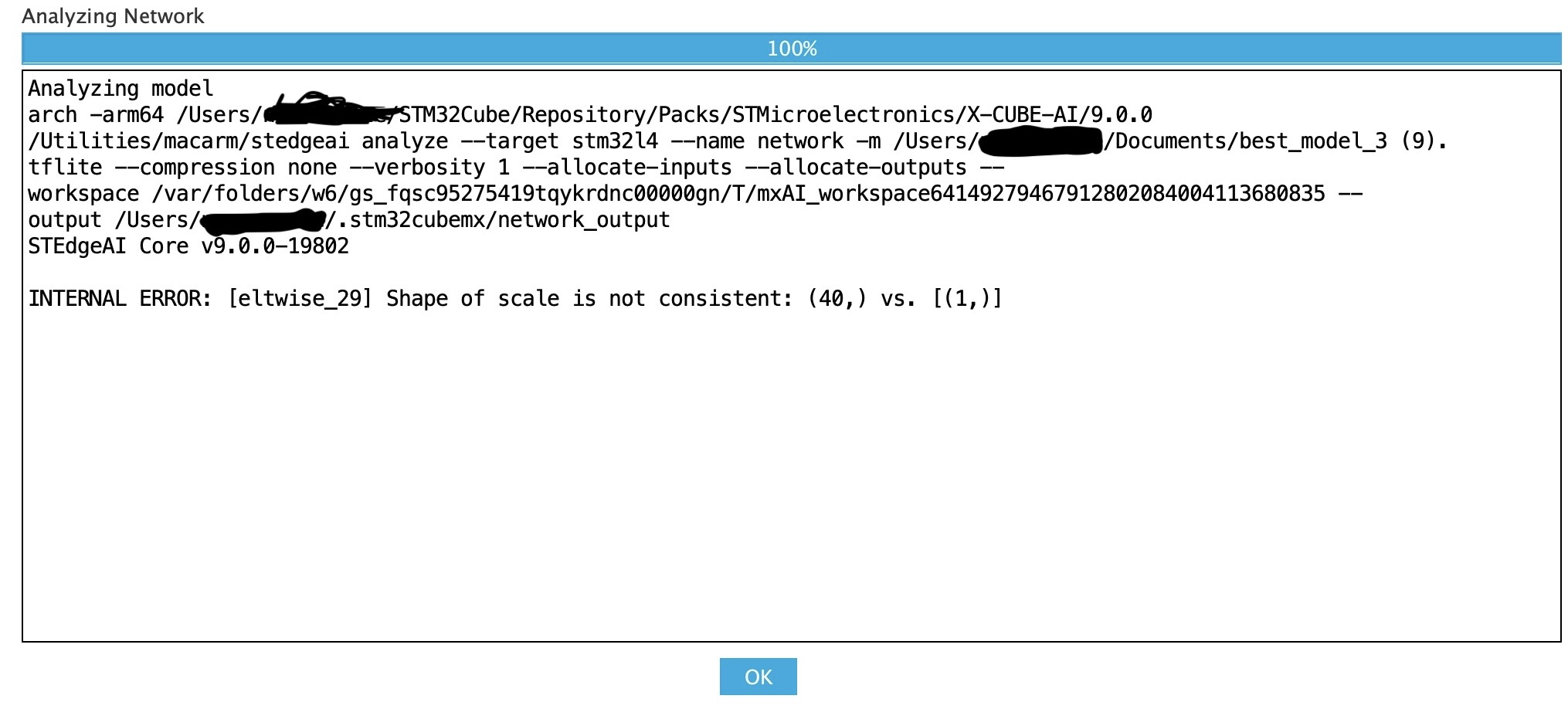 Error while Analysing model. - STMicroelectronics Community