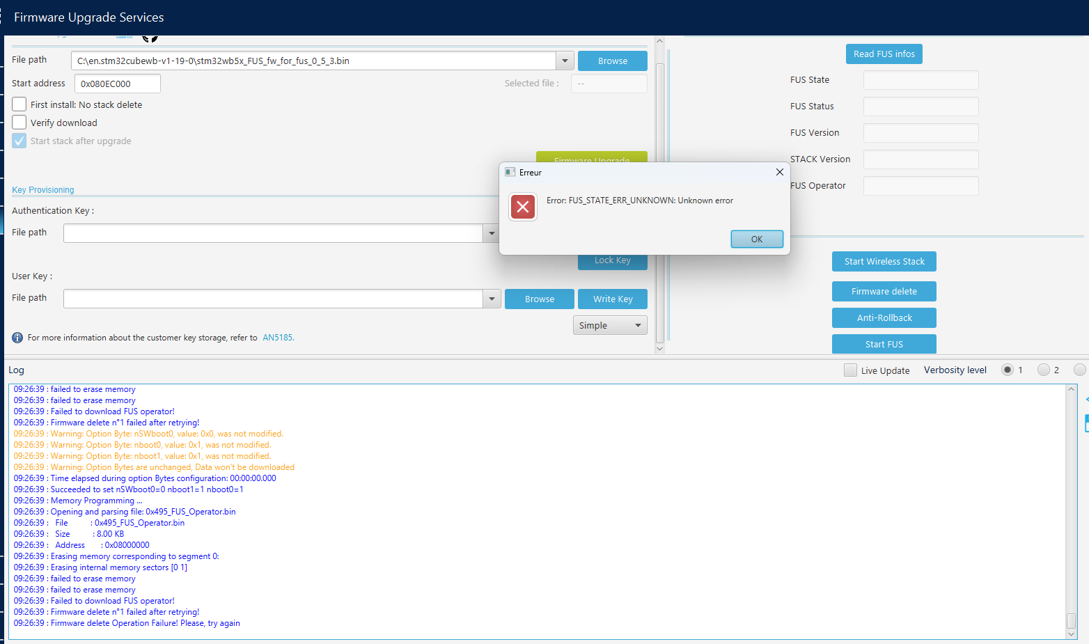 Stm32wb55 Unlock Security Configuration Option By Stmicroelectronics Community