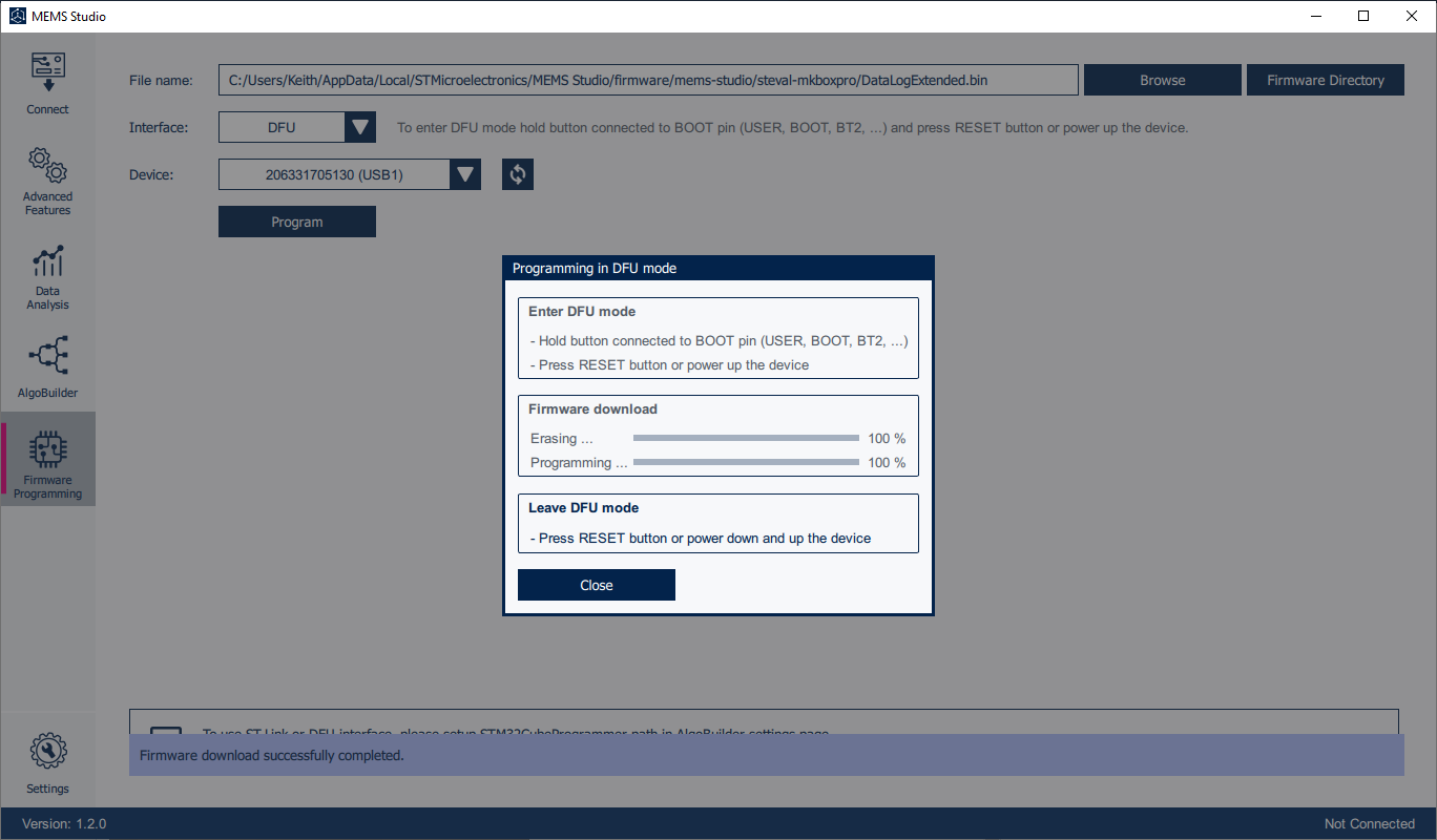 unable to connect STEVAL MKBOXPROA to mems studio - STMicroelectronics Community