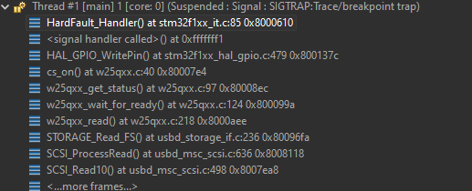 STORAGE_Read_FS triggers HardFault_Handler() when ... - STMicroelectronics Community