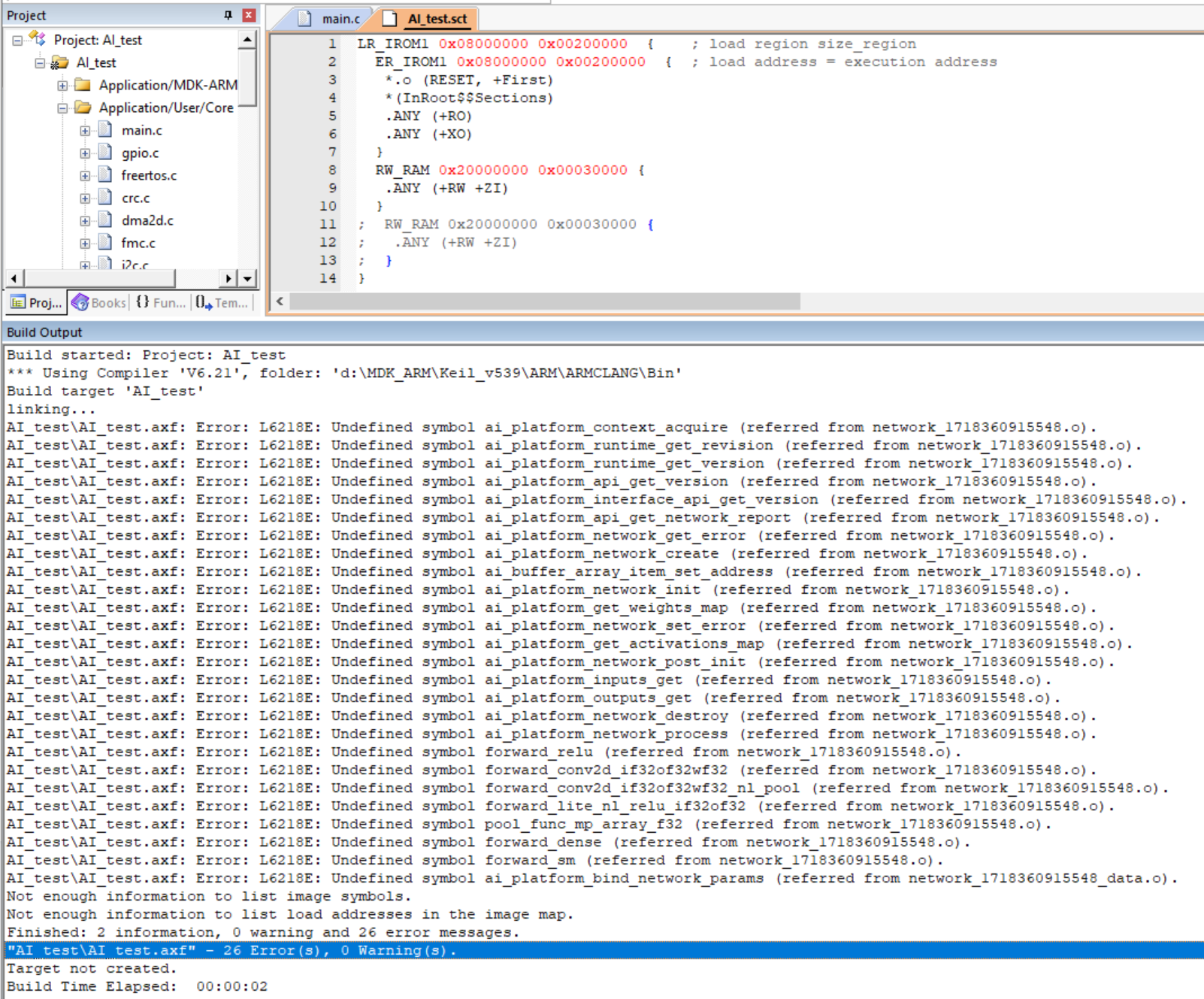 compiler error after add cubeAI by cubeMx - STMicroelectronics Community