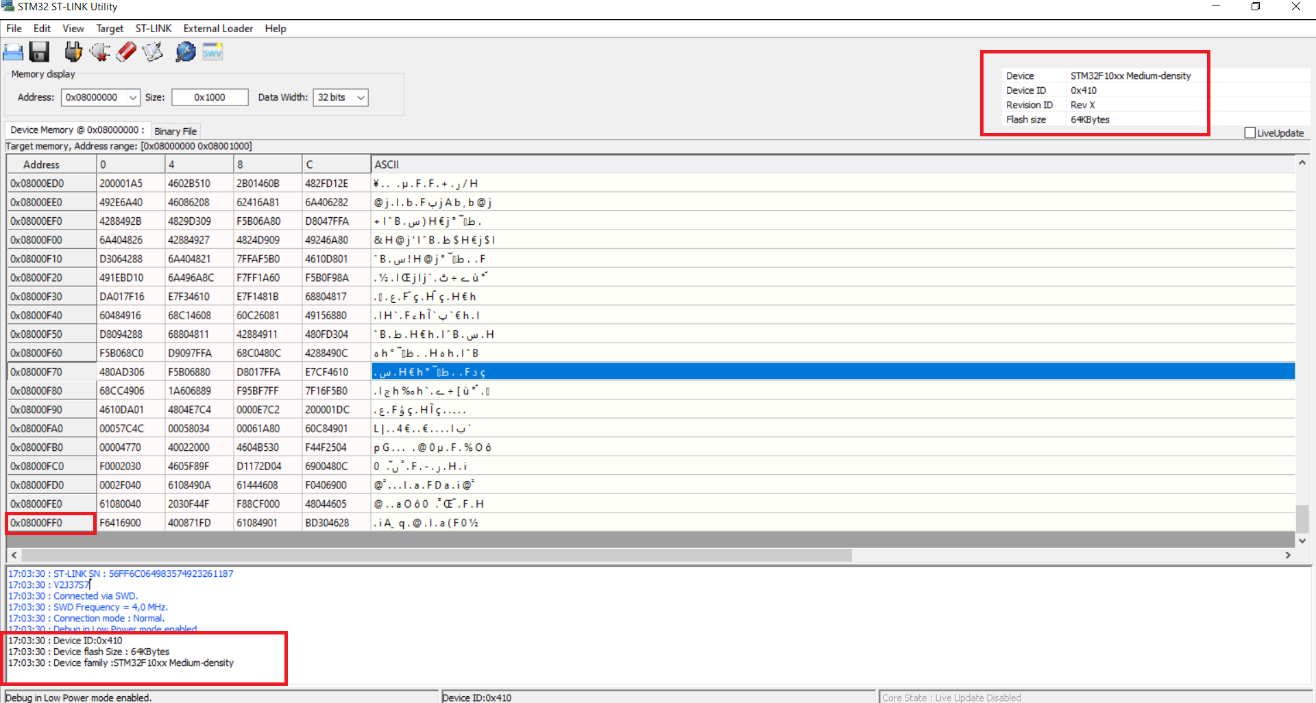 Solved: Wrong flash memory size in st-link - STMicroelectronics Community