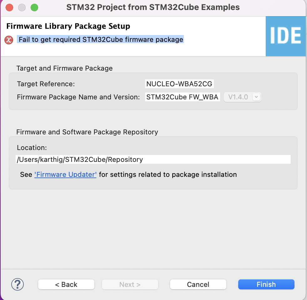 Solved Stm32wba55 Fail To Get Required Stm32cube Firmwar Stmicroelectronics Community