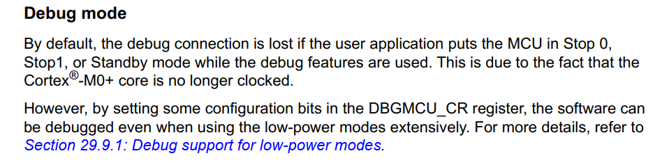 Stm32g030 Debug In Low Power Sleep Mode Stmicroelectronics Community