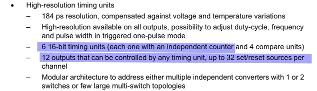 Using single Timer to output several PWM on differ... - STMicroelectronics Community
