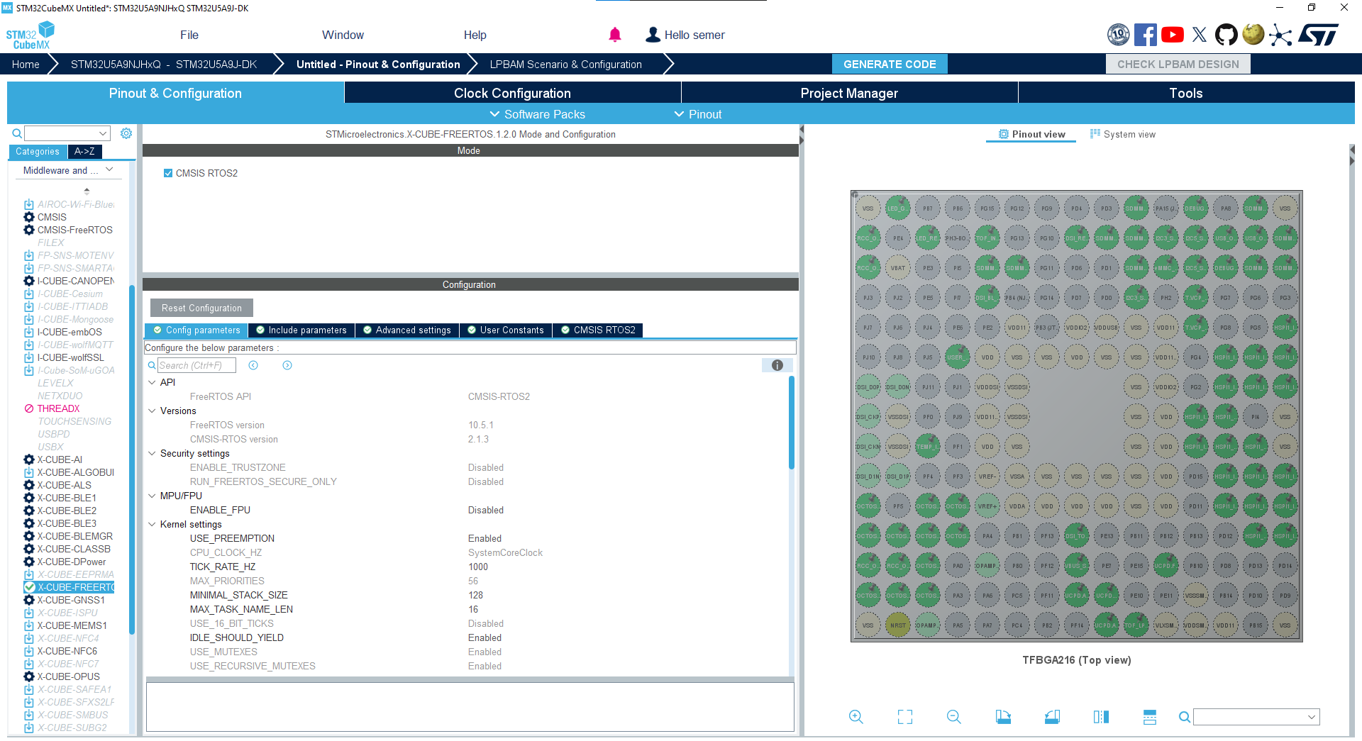 Help Needed Creating Freertos Project For Stm32u5 Stmicroelectronics Community