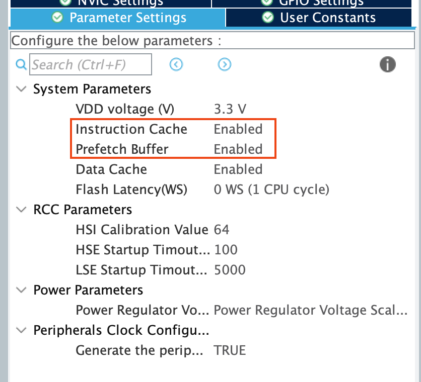 Instruction Cache and Prefetch Buffer Settings are... - STMicroelectronics Community
