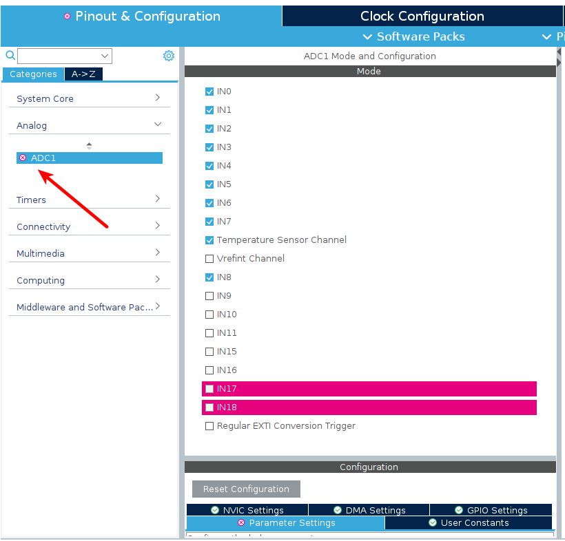 STMG0 Multichannel ADC CubeIDE configuration issue - STMicroelectronics Community