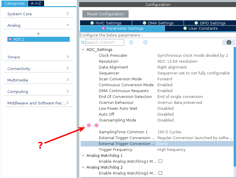 STMG0 Multichannel ADC CubeIDE configuration issue - STMicroelectronics Community