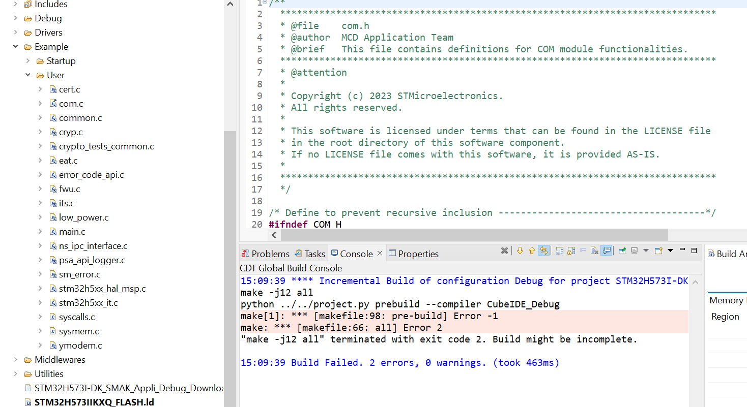 I Am Getting A Make File Error When Building The P Stmicroelectronics Community