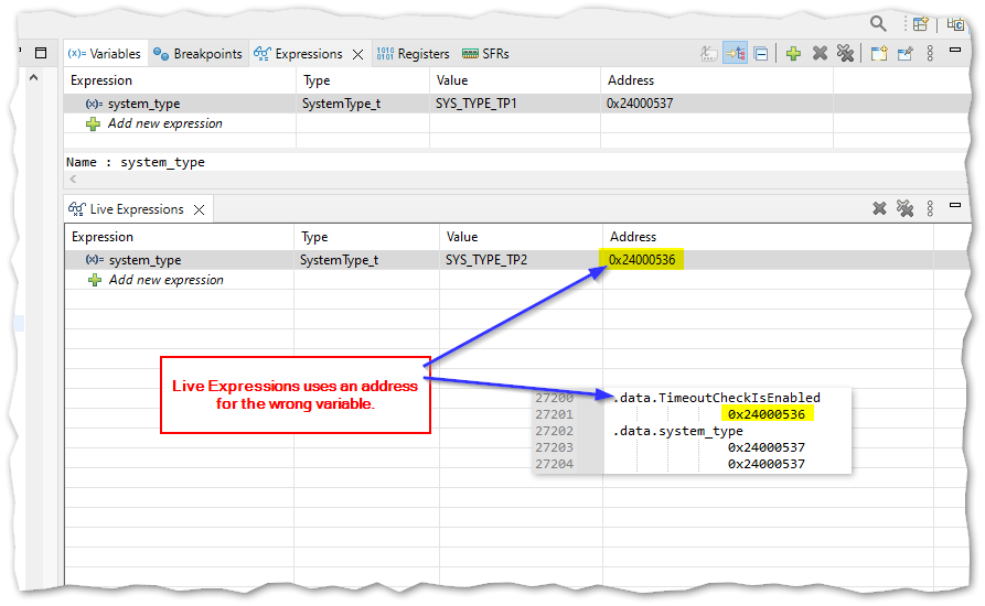 Live Expressions Uses Wrong Variable Address - STMicroelectronics Community Live Expressions Uses Wrong Variable Address - STMicroelectronics Community