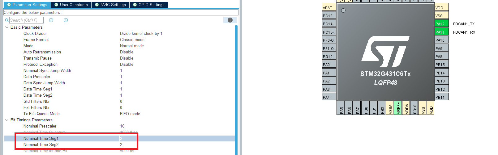 Solved Stm32g4 Stm32cubemx Bug For Fdcan Stmicroelectronics Community