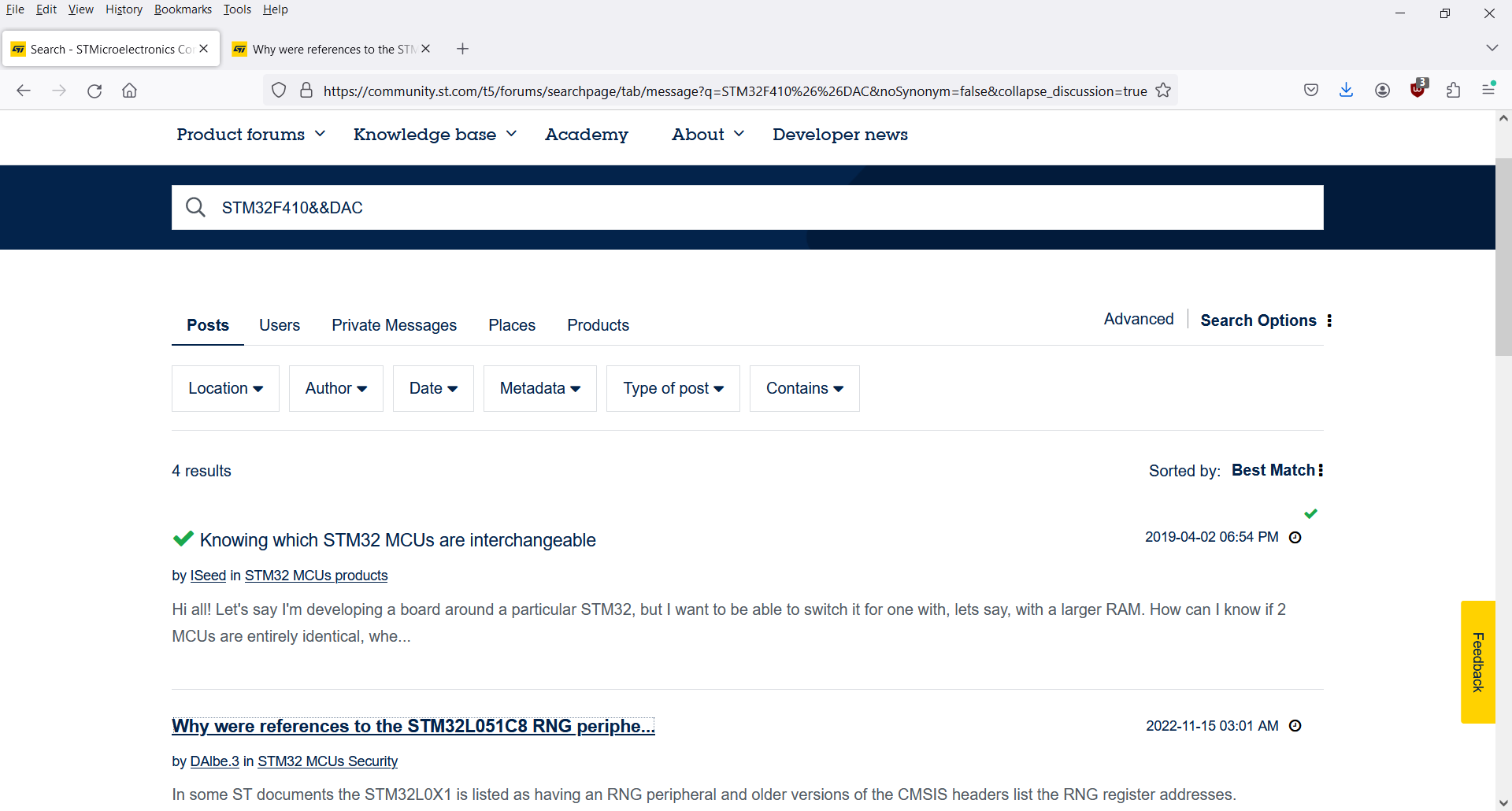 How to use Boolean operators and wildcards in sear... - STMicroelectronics Community