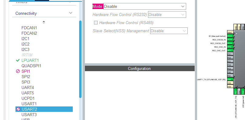 Solved: USART2 is not working in NUCLEO-G491RE - STMicroelectronics Community