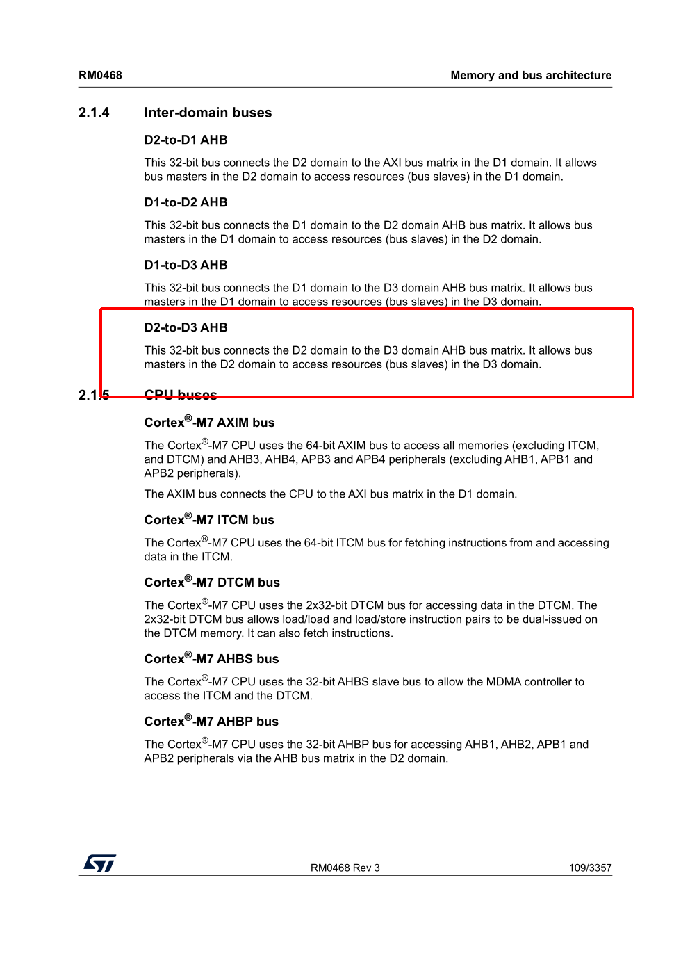 STM32H723 .. 735 RM0468 System Architecture table ...